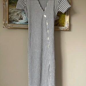 Zara | Dresses | Zara Monochrome Grid Pattern Maximid Deess | Poshmark